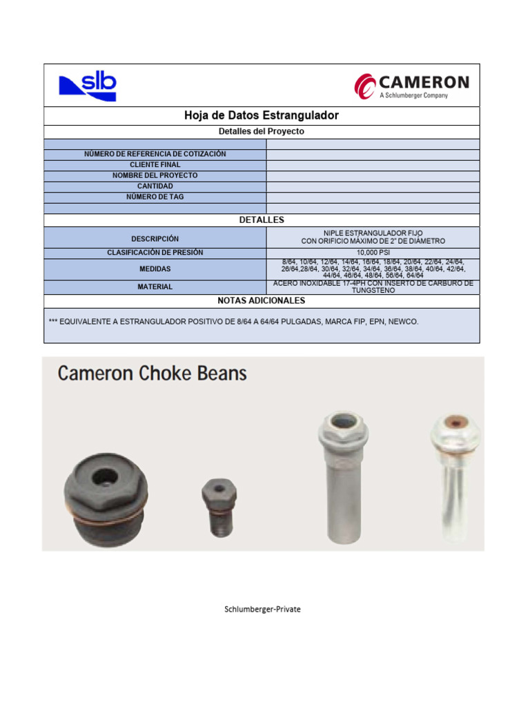 Ficha Tecnica Choke | PDF