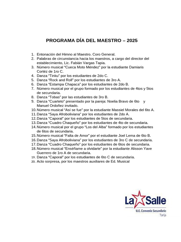 Programa Día Del Maestro 2025 Pdf