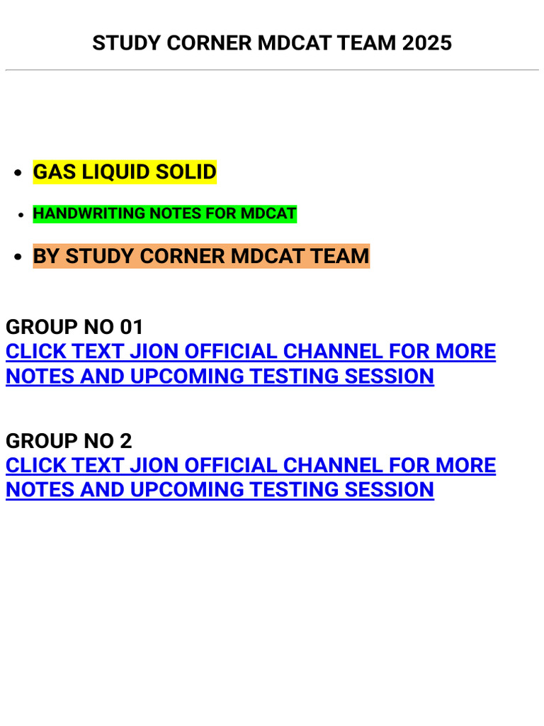 MDCAT 2025 Handwritten Notes Guide | PDF