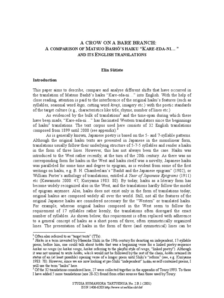Analyzing Bashō's Haiku Translations | PDF | Haiku | Style (Fiction)