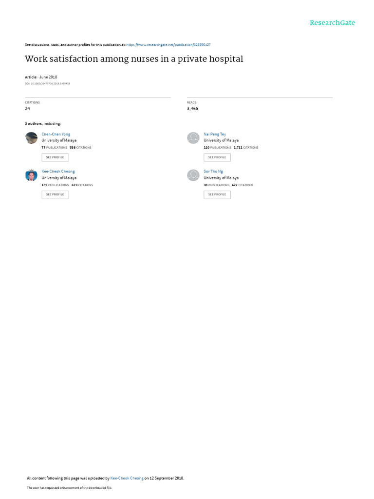 Yew, S. Y., Yong, C. C., Tey, N. P., Cheong, K. C., & NG, S. T. (2018) | PDF | Job Satisfaction ...