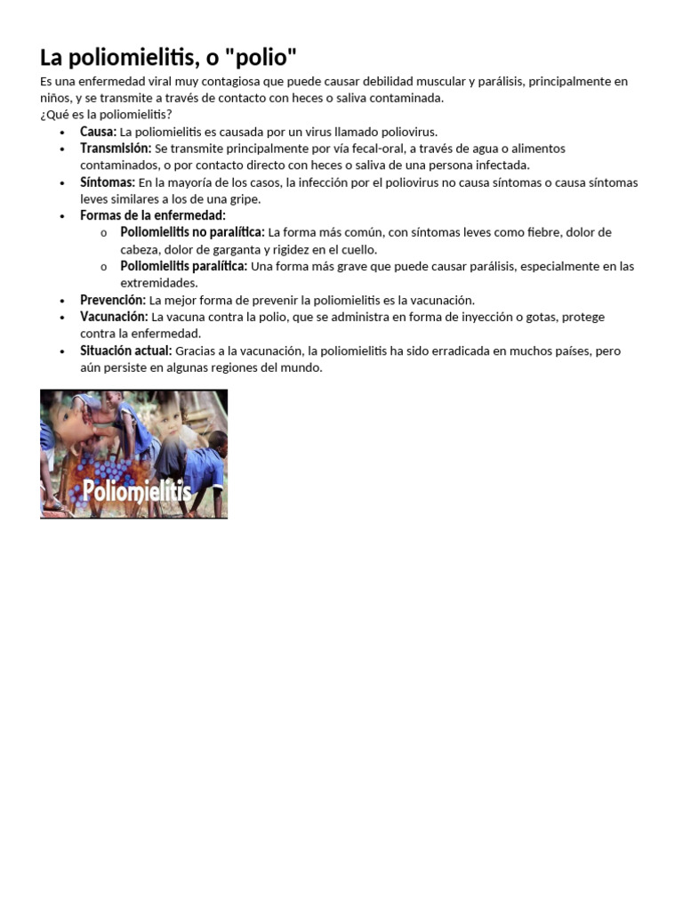 La Poliomielitis | PDF