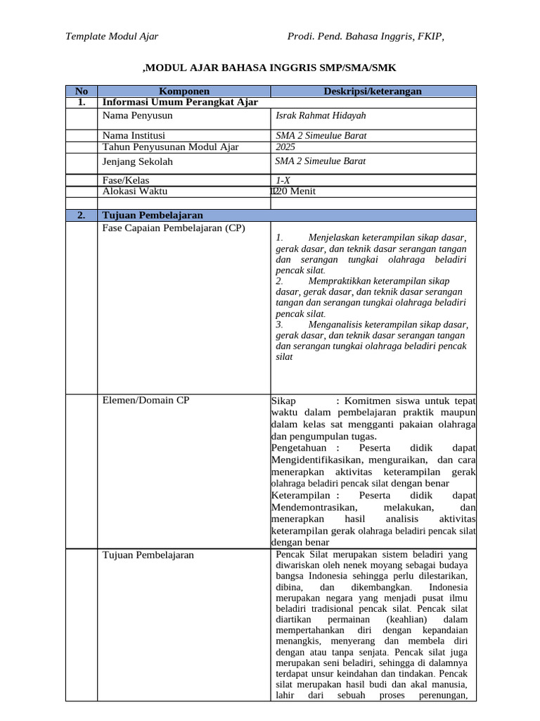 Template Modul Ajar | PDF
