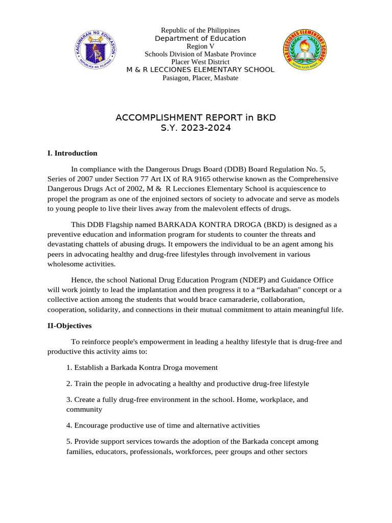 Accomplishment Report in BKD With Minutes | PDF