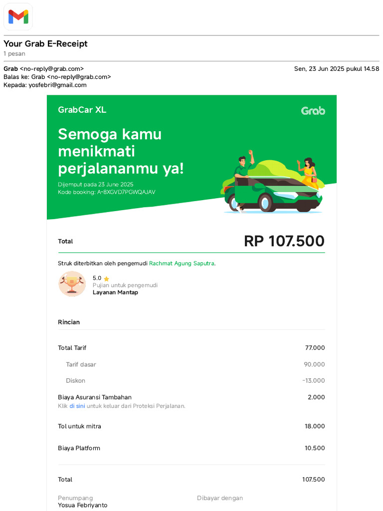 Gmail - Your Grab E-Receipt | PDF