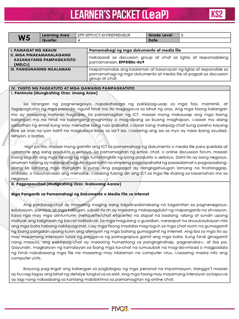 Q4 Elem ICT 5 Week5 | PDF