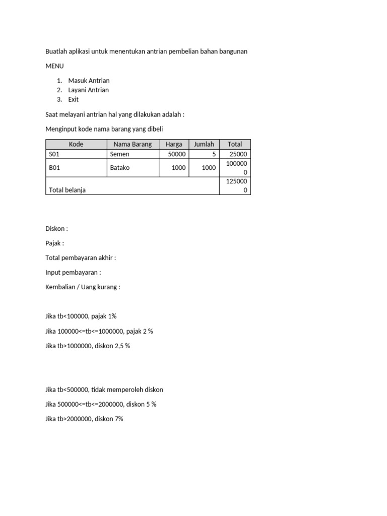 Latihan Studi Kasus Queue | PDF