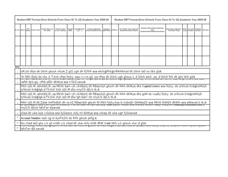 DBT Form for Students 2025-26 | PDF