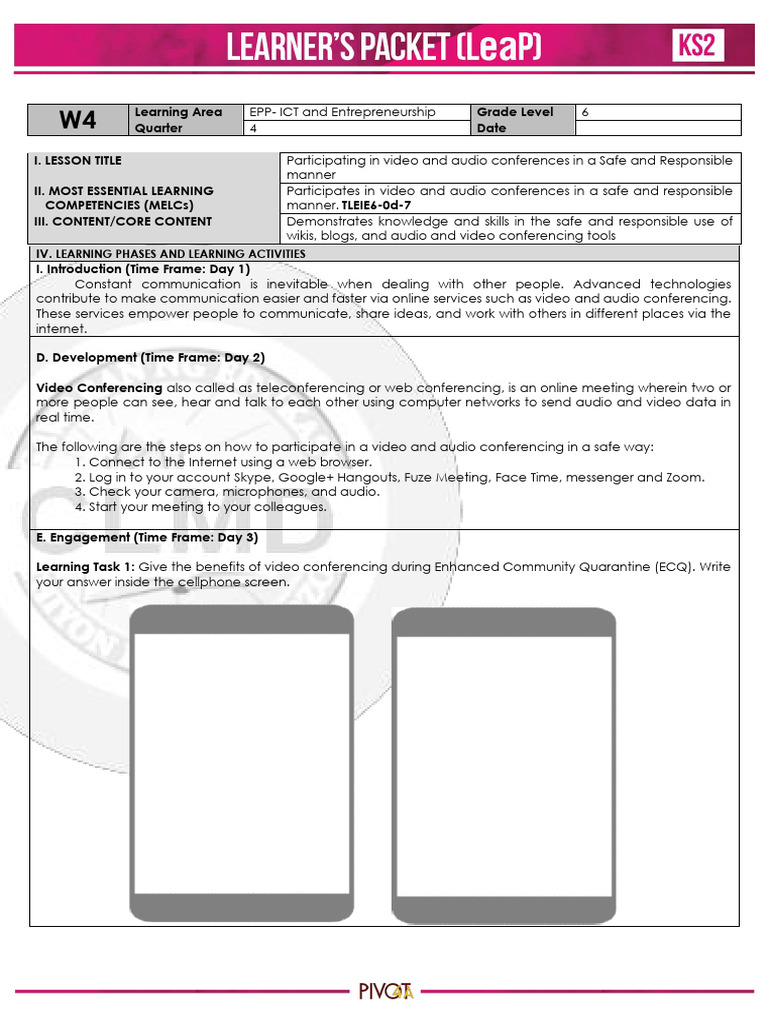 Q4 Elem ICT 6 Week 4 | PDF | Videotelephony | Educational Technology