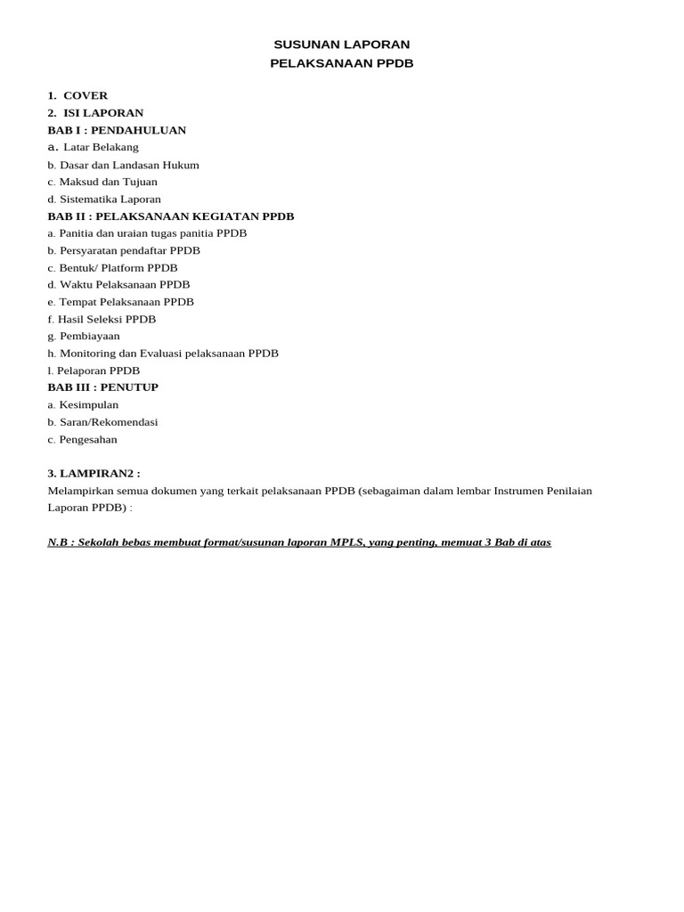 Contoh Laporan PPDB | PDF