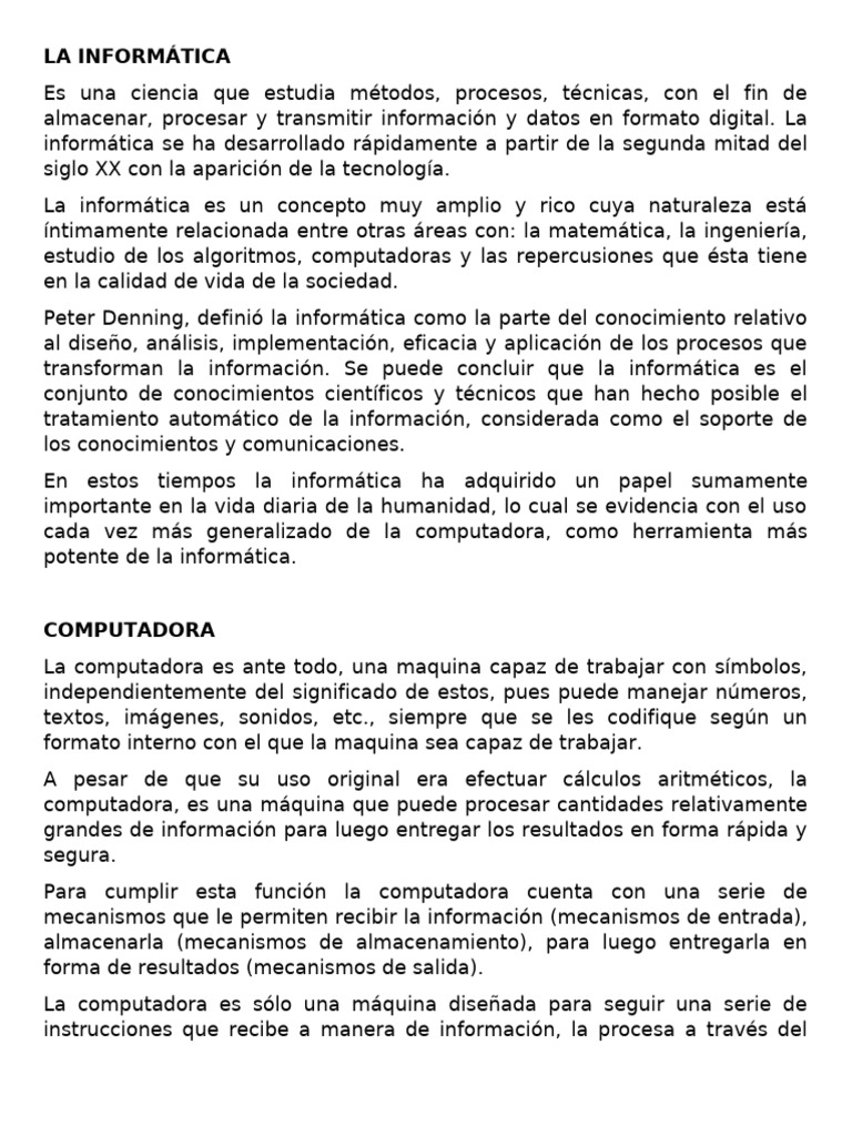 La Informática y Su Evolucion | PDF | Informática | Microcomputadoras