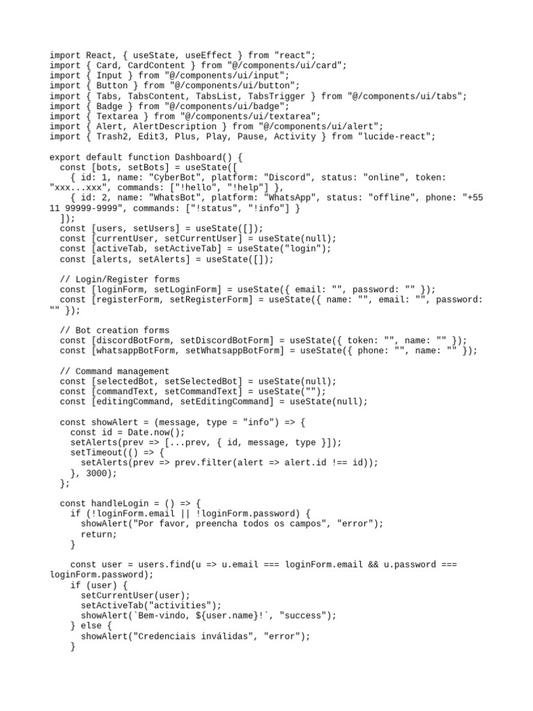 Futuristic Bot Dashboard - TSX | PDF | Computer Access Control | System ...