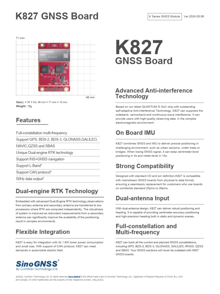 K827 GNSS Board Overview | PDF | Electronics | Geodesy