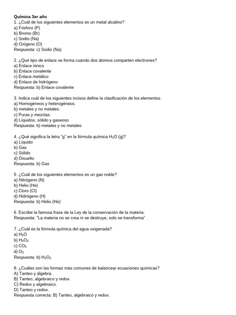 Examen Extra Marco Cordova | PDF | Enlace químico | Redox