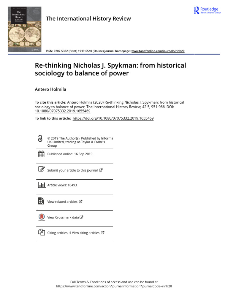 Re-Thinking Nicholas J. Spykman From Historical Sociology To Balance of ...