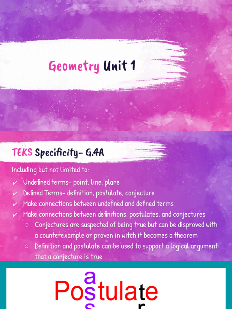 Geometry Unit 1: Undefined & Defined Terms | PDF