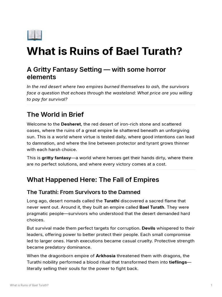 Ruins of Bael Turath: A Gritty Fantasy Setting | PDF | Devil