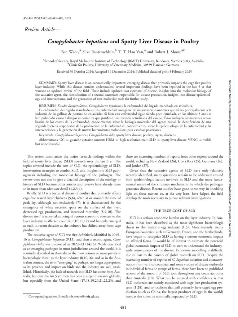 Campylobacter Hepaticus and Spotty Liver Disease in Poultry 2025 | PDF ...