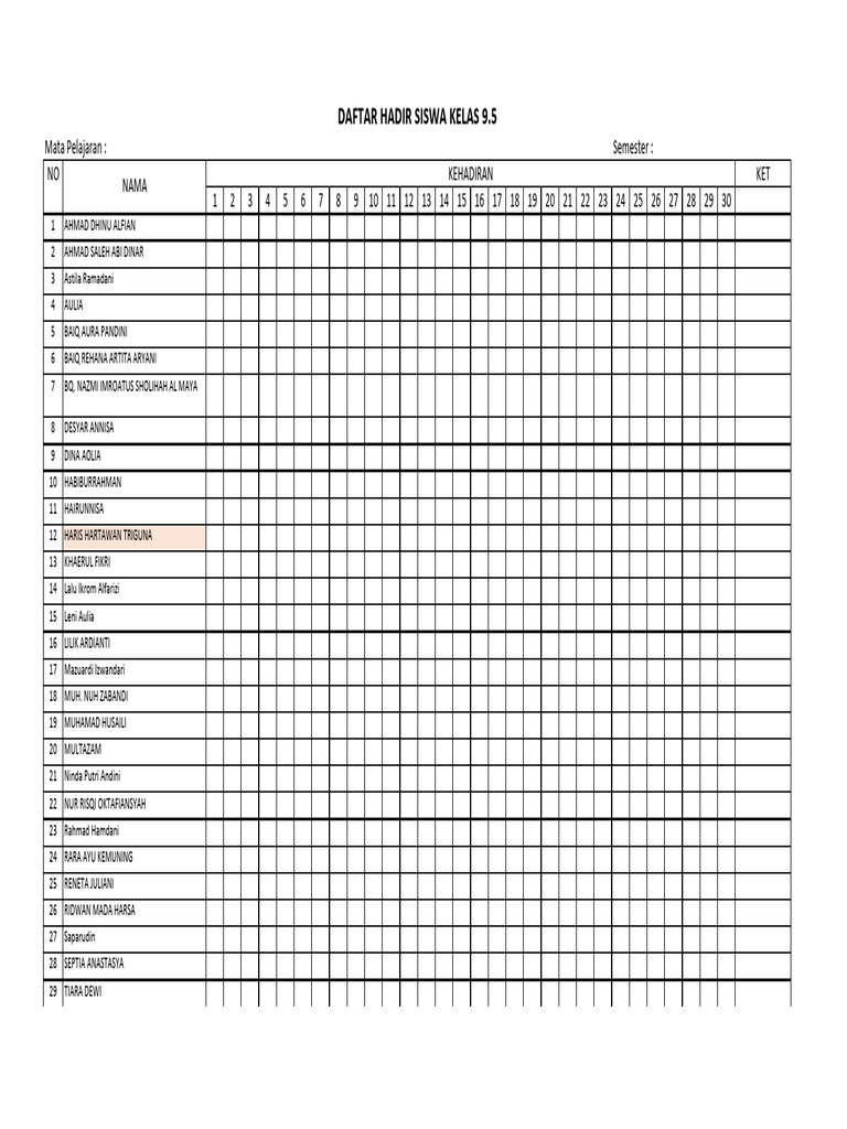 Daftar Hadir Siswa | PDF