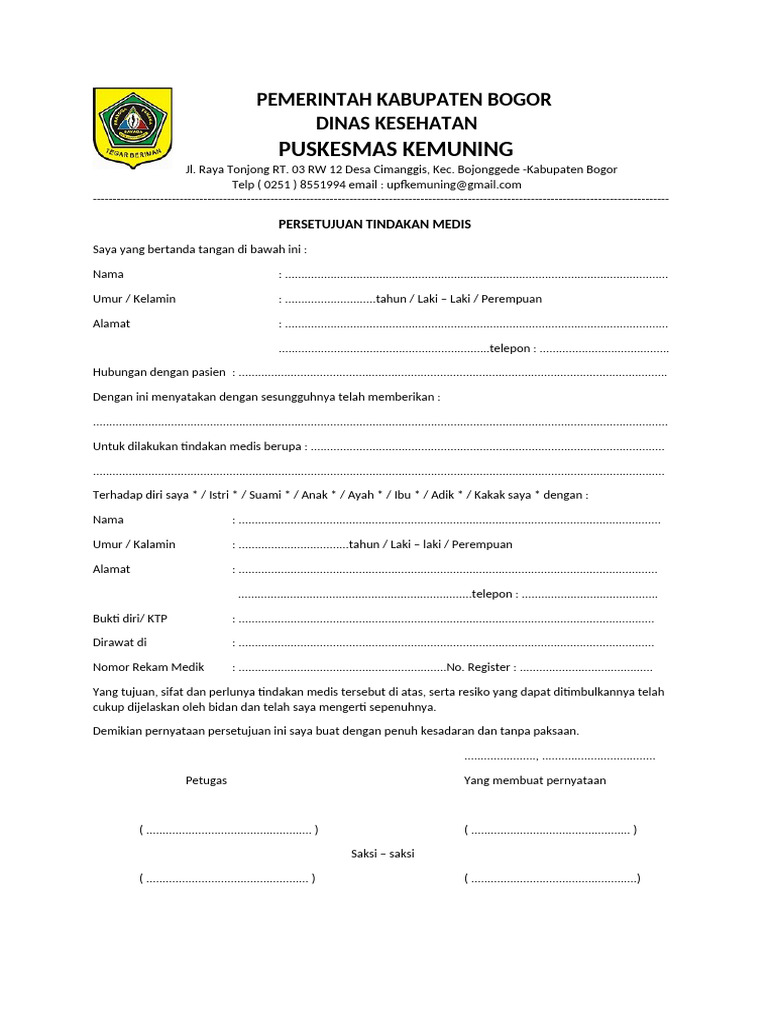 Persetujuan Tindakan Medis | PDF