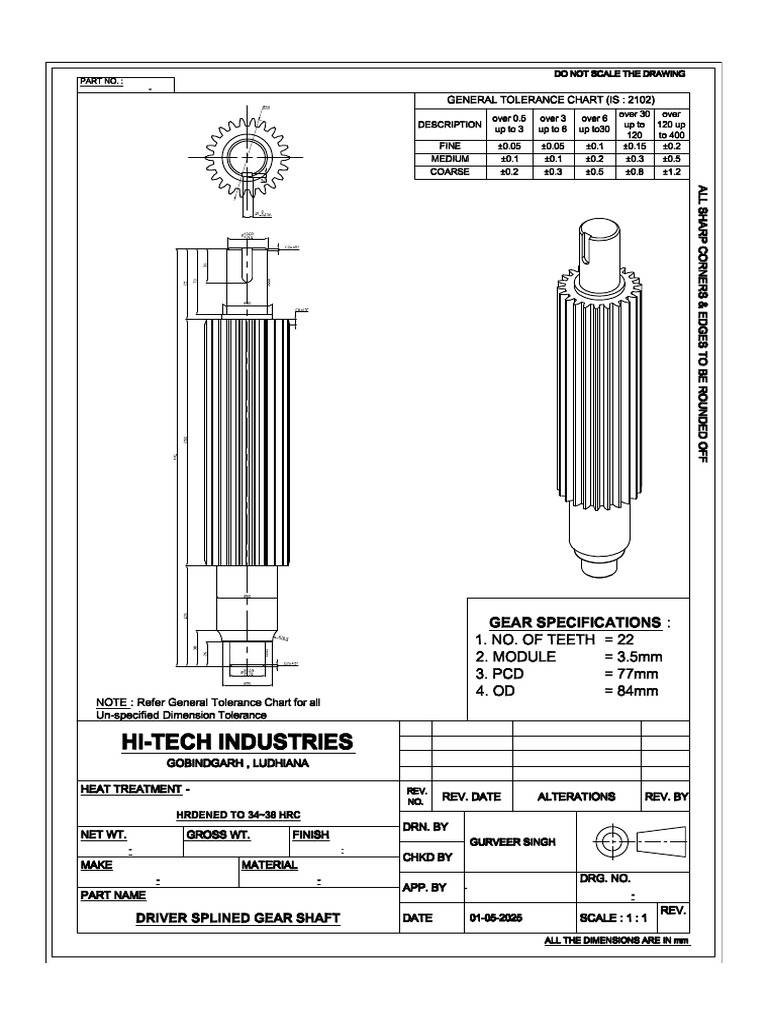 Driver Splined Gear Shaft | PDF