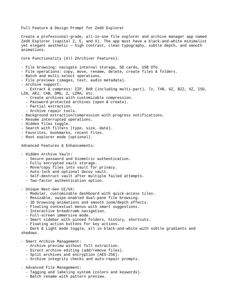 ZedX Explorer Feature Prompt | PDF | Computer File | System Software
