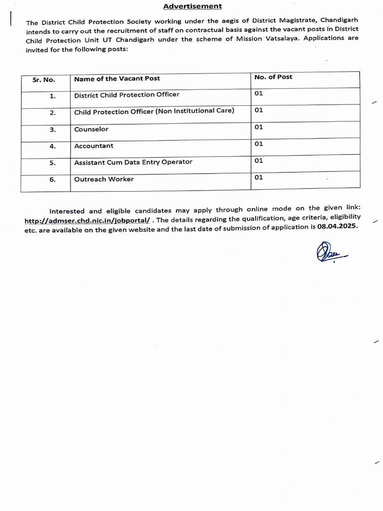 District Child Protection Unit UT Chandigarh - 1 | PDF