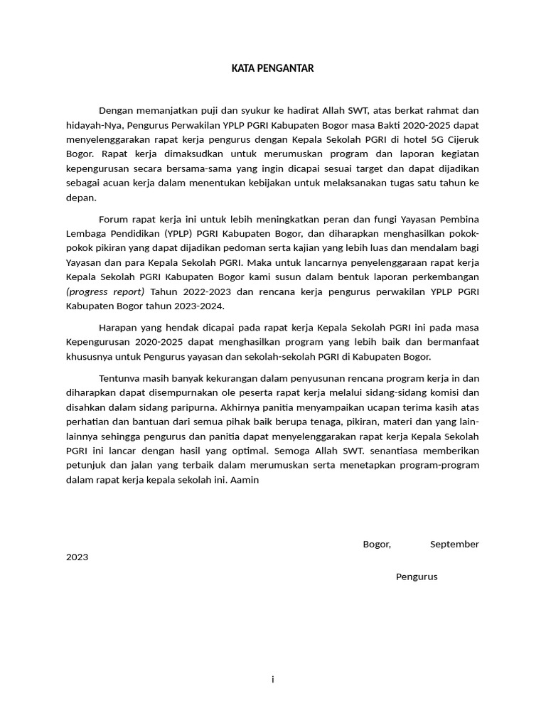Rapat Kerja YPLP PGRI Bogor 2023-2024 | PDF