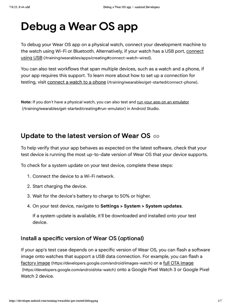 Debug A Wear OS App - Android Developers | PDF | Android (Operating System) | Bluetooth