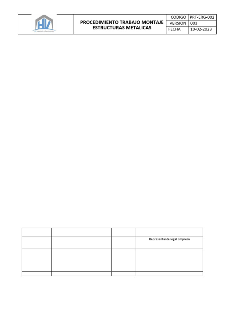 Procedimiento de Trabajo Seguro Montaje de Estructuras | PDF | Soldadura | Construcción