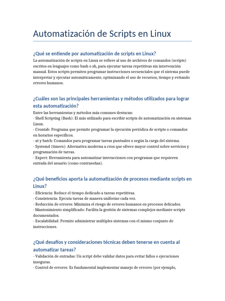 Investigacion Automatizacion Linux | PDF | Lenguaje de escritura ...