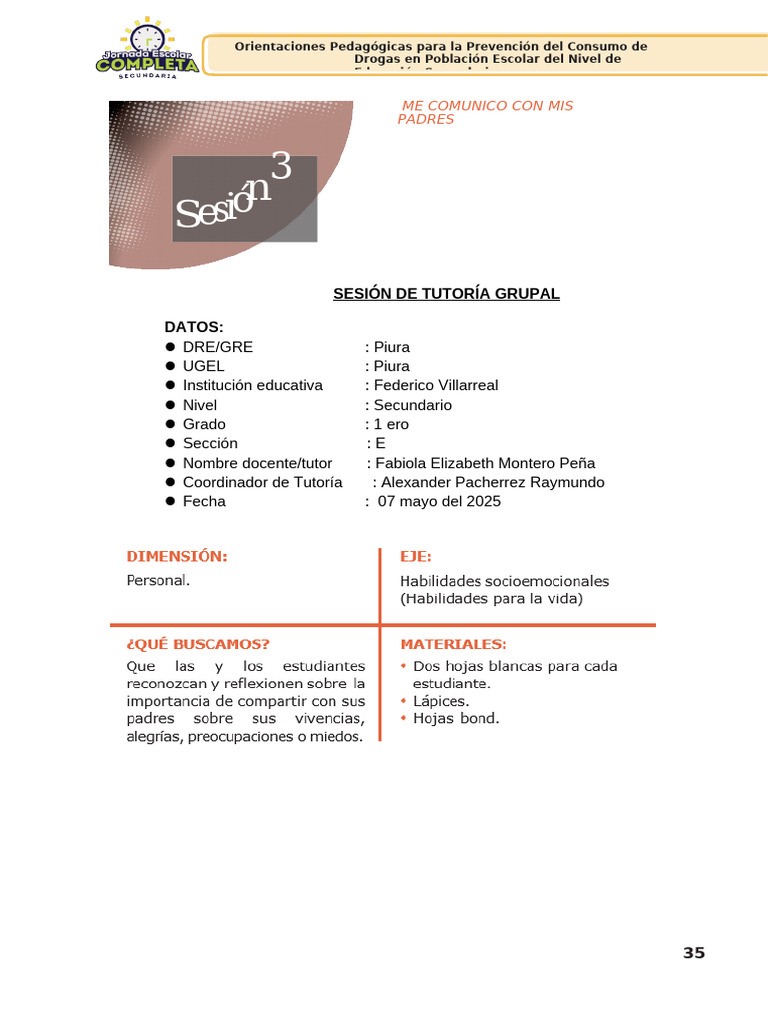 Provida 3 Me Comunico Con Mis Padres | PDF