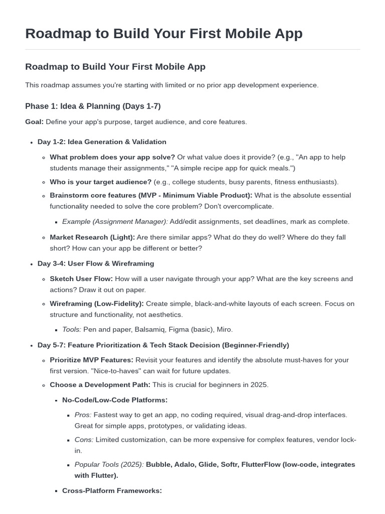 Roadmap To Build Your First Mobile App | PDF | Mobile App | Android (Operating System)