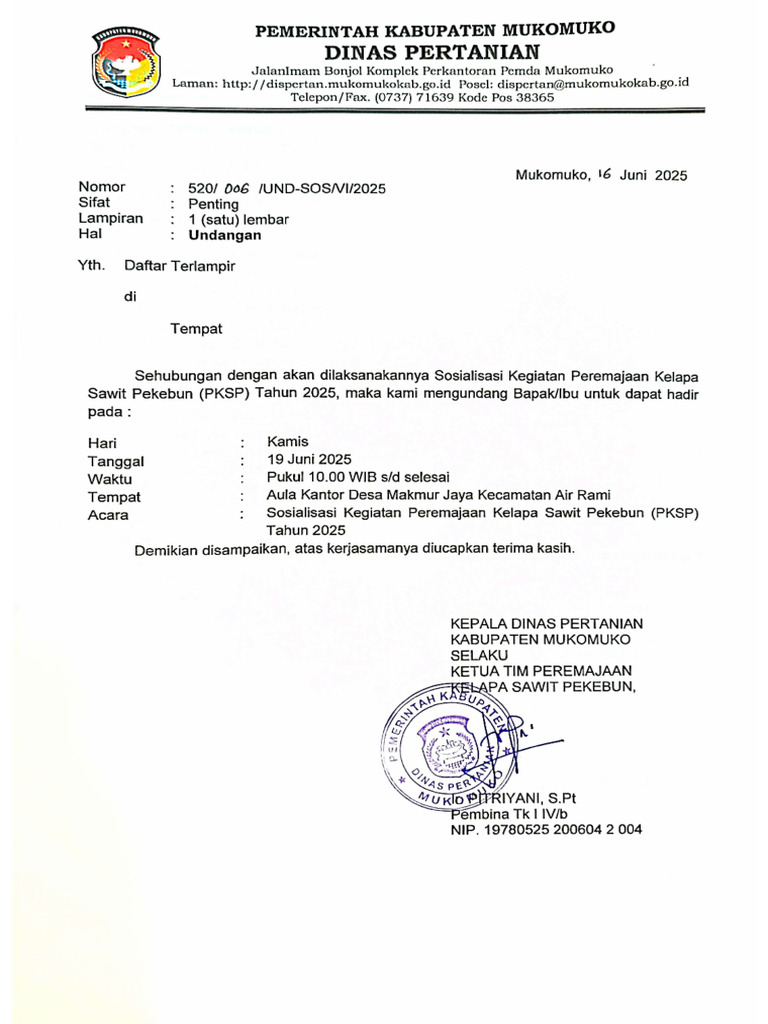 Undangan Sosialisasi PKSP | PDF