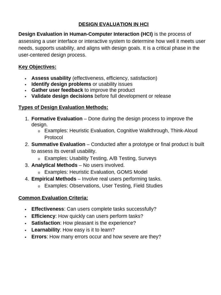 Design Evaluation in Hci (1) | PDF | Usability | Cognitive Science