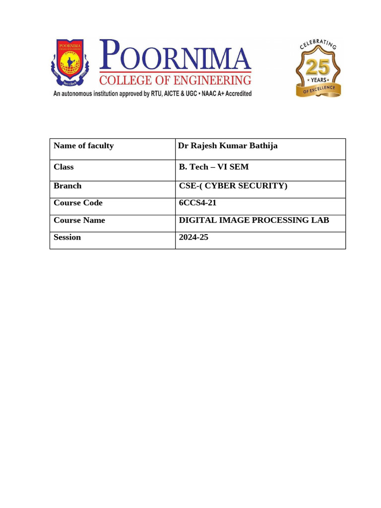 CourseFile 6CCSS4-23 F DIP LAB Updated5July2025 | PDF | Engineering | Knowledge