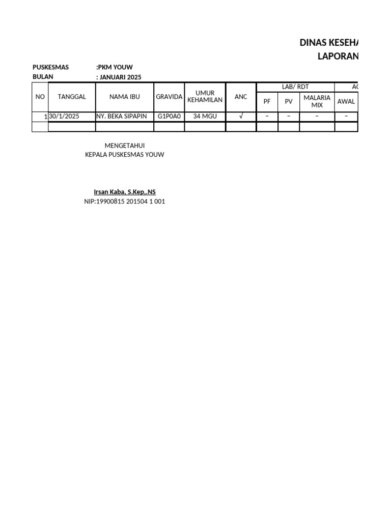 Lap - Malaria Bumil | PDF