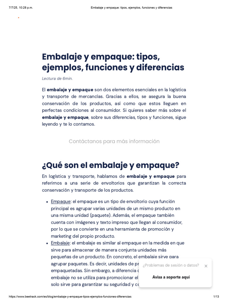 Embalaje y Empaque - Tipos, Ejemplos, Funciones y Diferencias | PDF ...