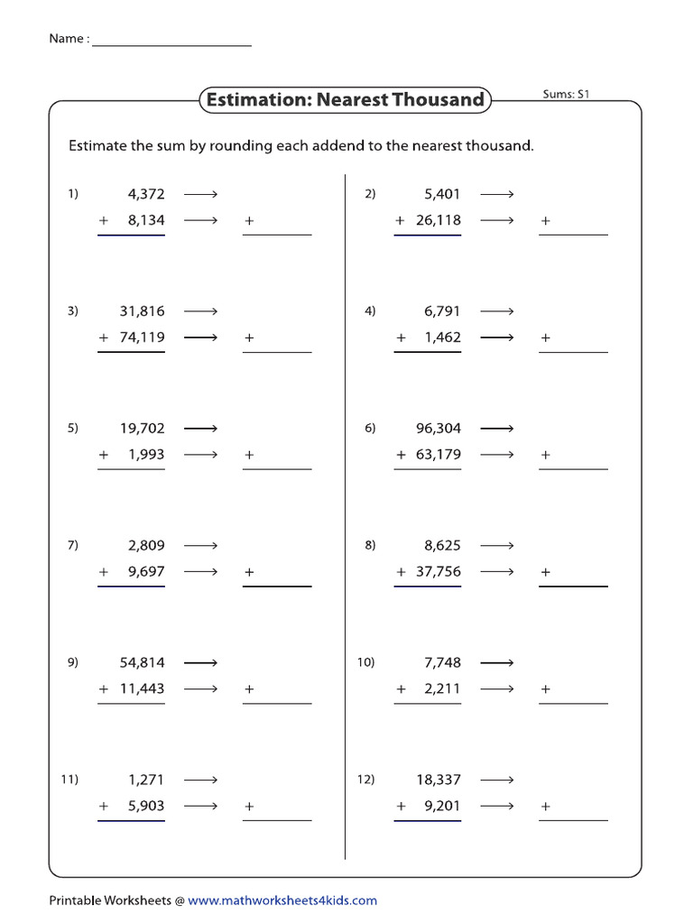 Estimate To The Nearest 1000 | PDF