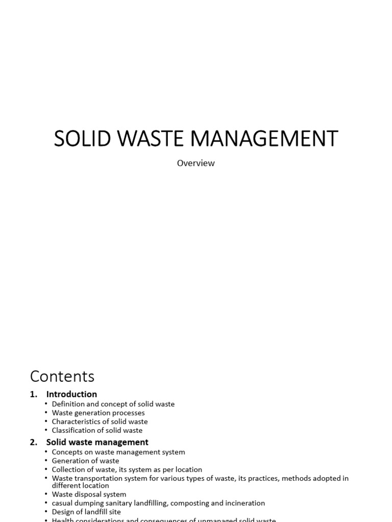 Complete Notes - Solid Waste Management | PDF | Waste Management | Waste