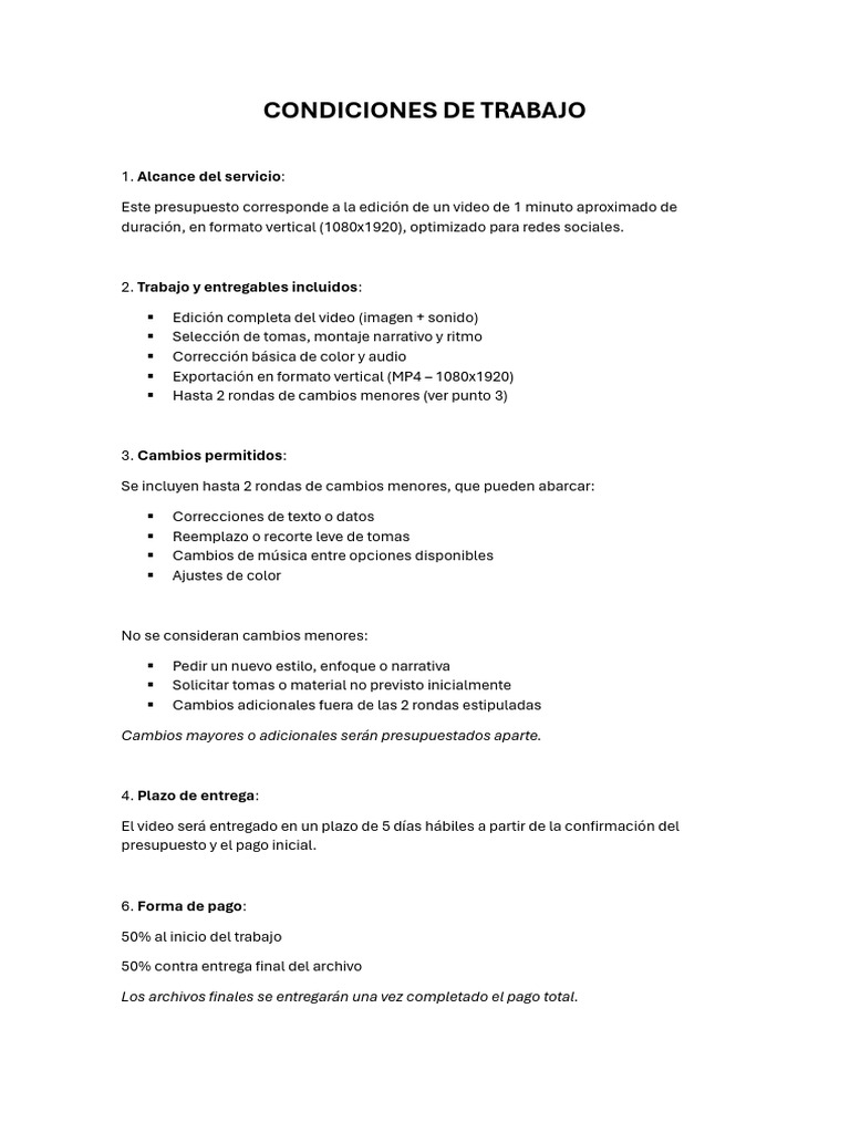 Condiciones de Trabajo | PDF