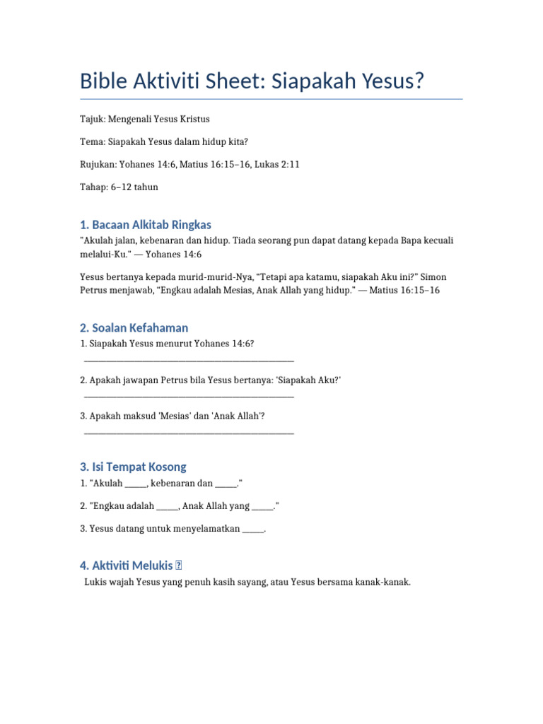 Bible_Aktiviti_Siapakah_Yesus | PDF