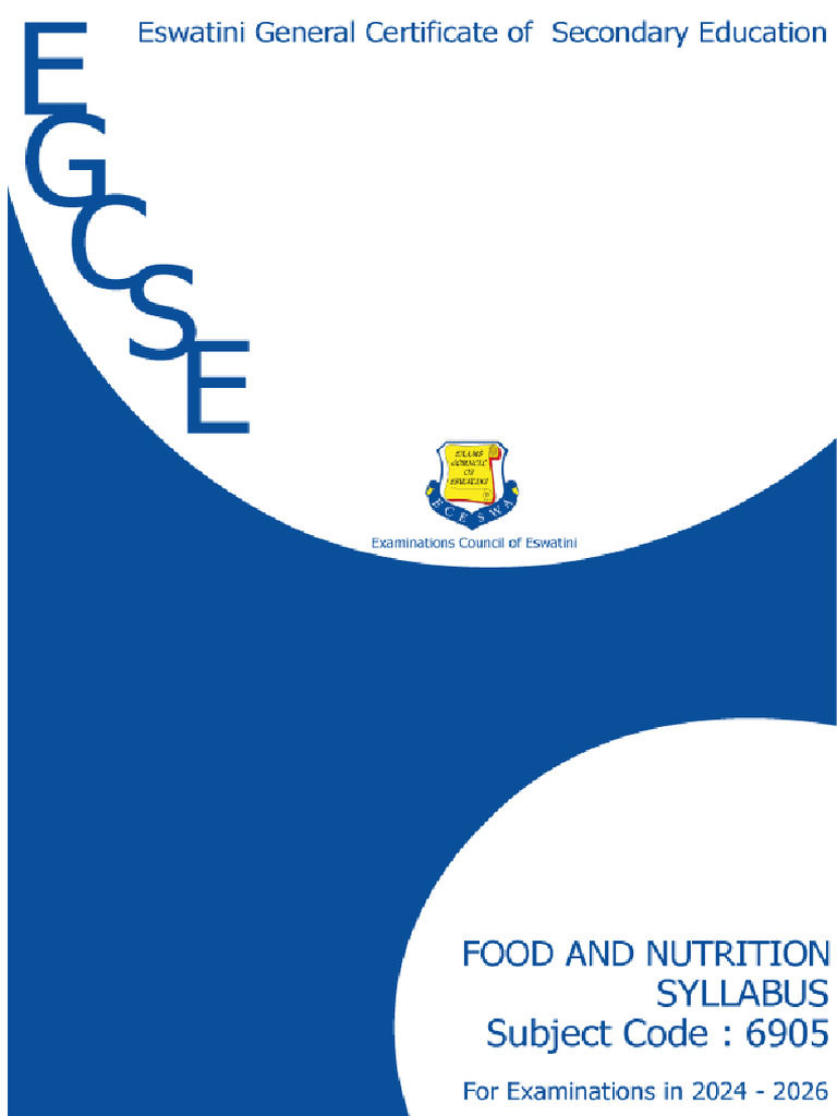 EGCSE Food and Nutrition Syllabus 6905 | PDF | Educational Assessment ...