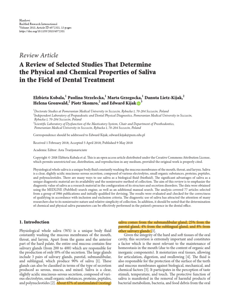 Saliva's Role in Dental Diagnostics | PDF | Saliva | Buffer Solution