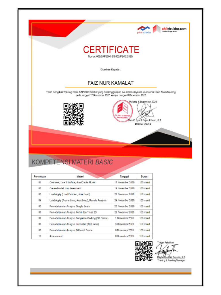 Sertifikat Penunjang - Faiz | PDF