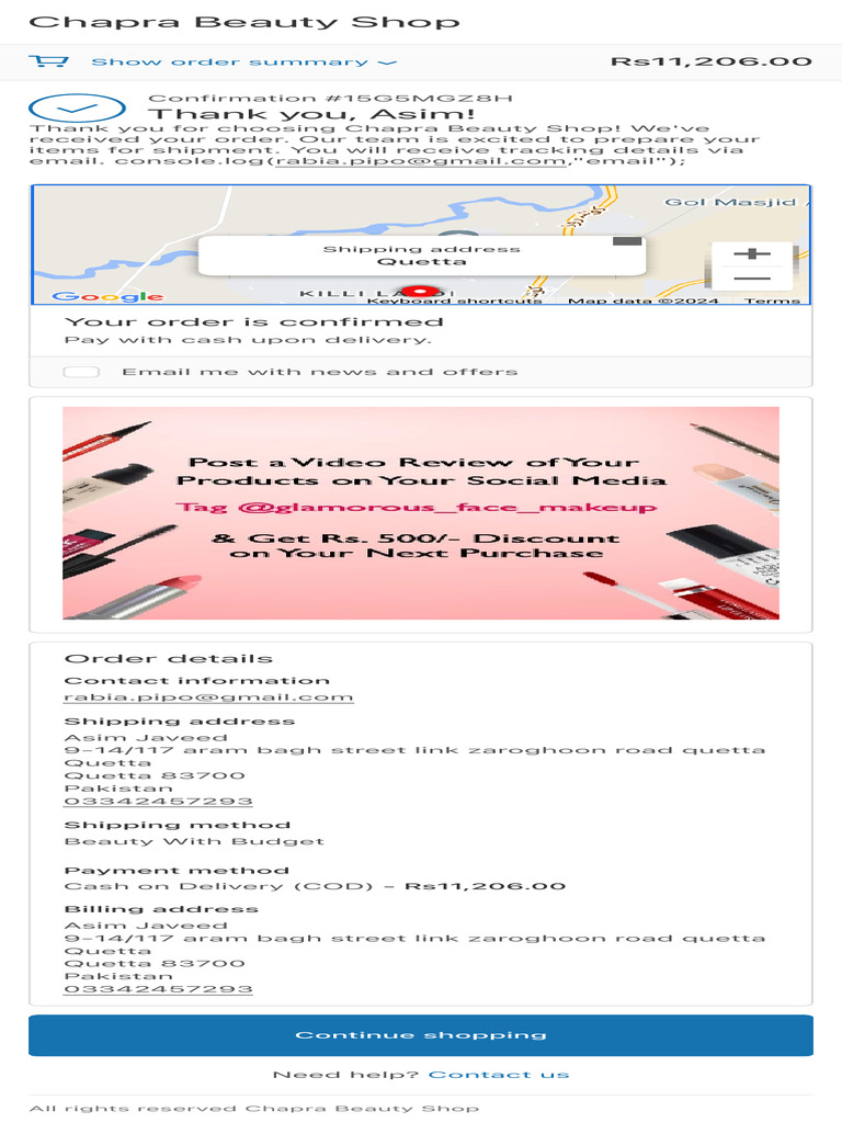 Thank You For Your Purchase! - Chapra Beauty Shop | PDF