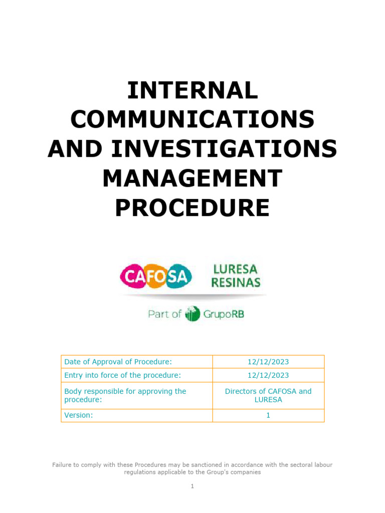 Internal Investigations Management Procedure | PDF | Regulatory ...