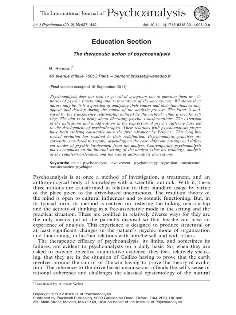 Efficacy and Evolution of Psychoanalysis | PDF | Psychoanalysis ...