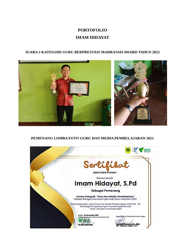 Portofolio Imam Hidayat | PDF