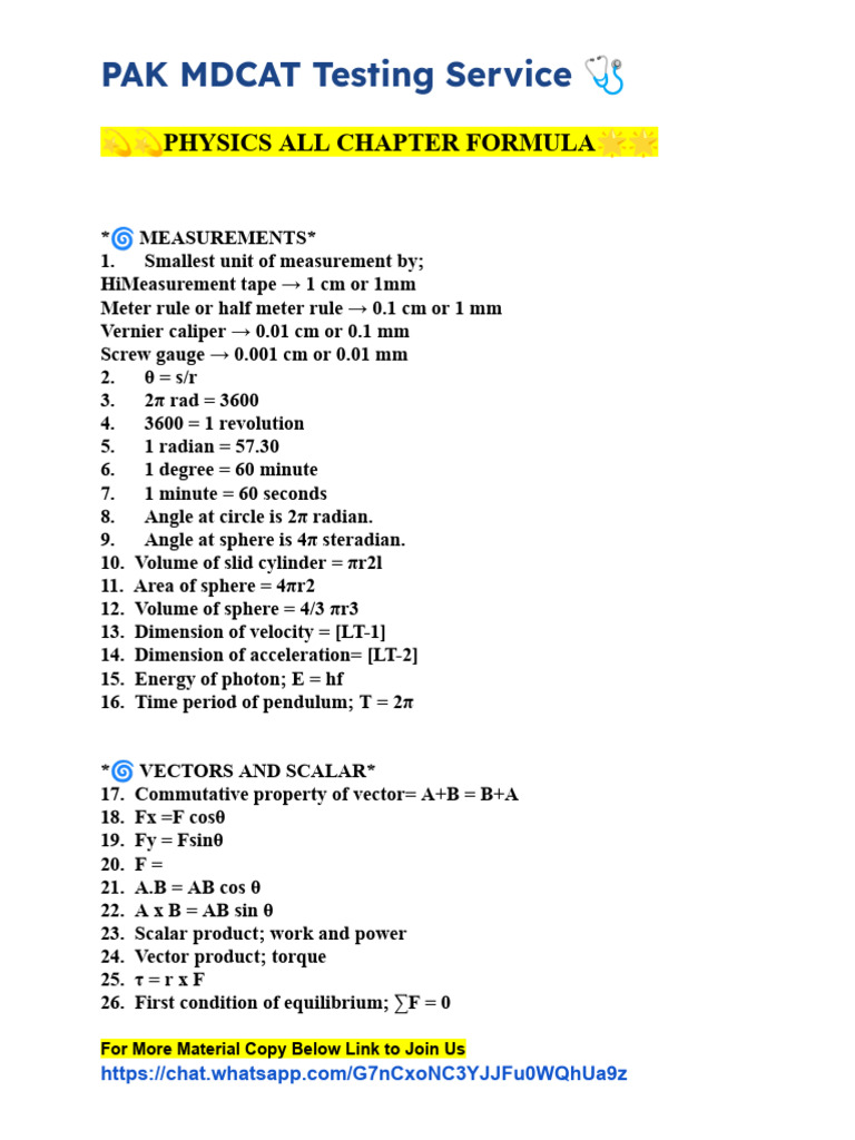 All Physics Formulas | PDF | Lift (Force) | Waves